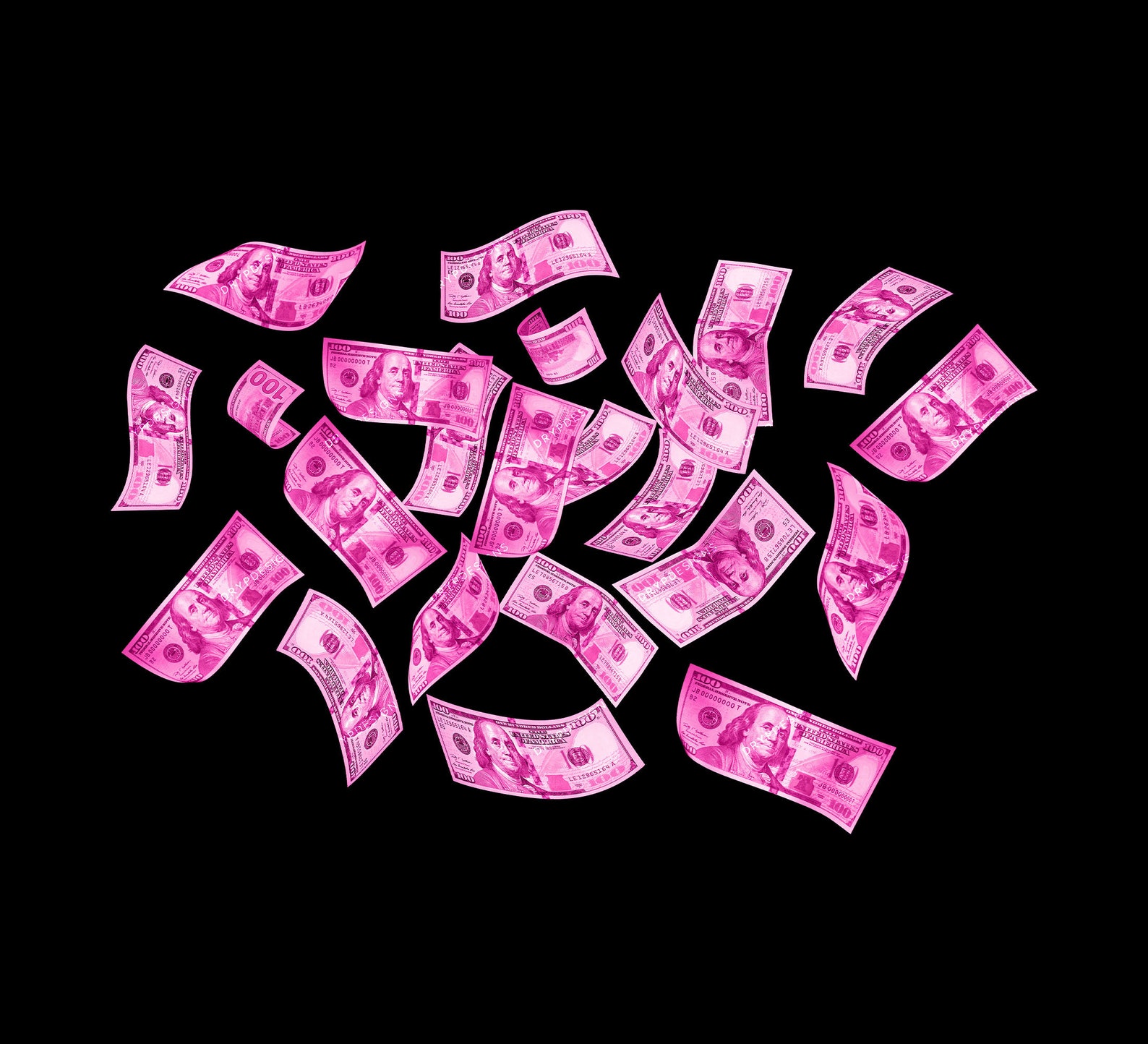 Falling Pink Money PNG Graphic Overlay - Raining Pink 100 Dollar Bills ...