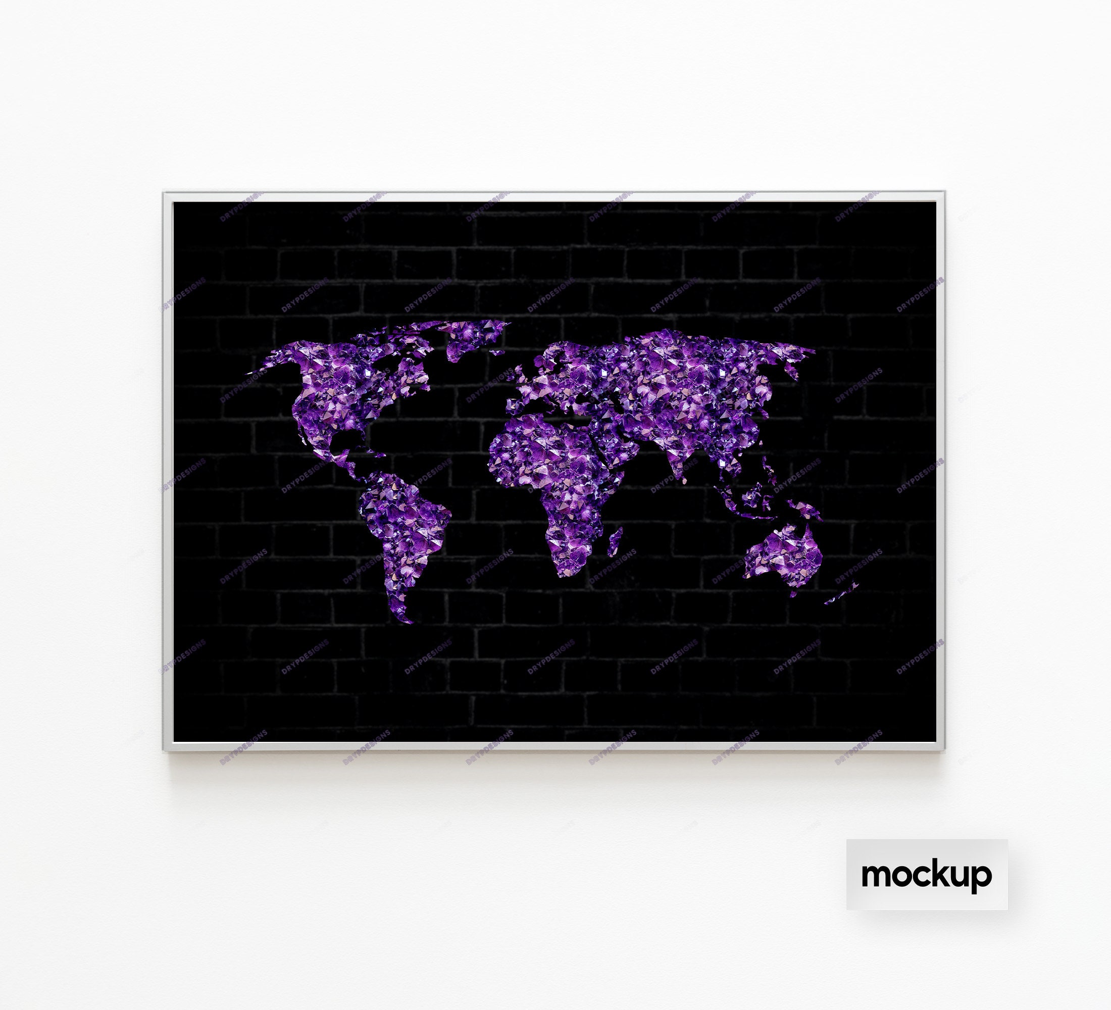 Purple Crystal World Map PNG Graphic Gemstone Crystal - Etsy