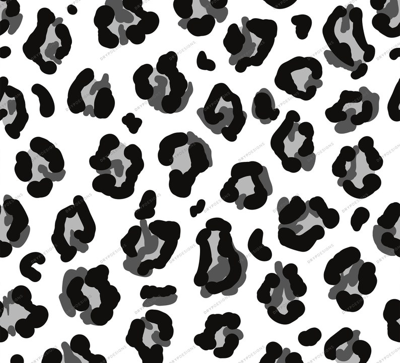 Black White Gray Leopard Print Seamless Pattern Leopard - Etsy