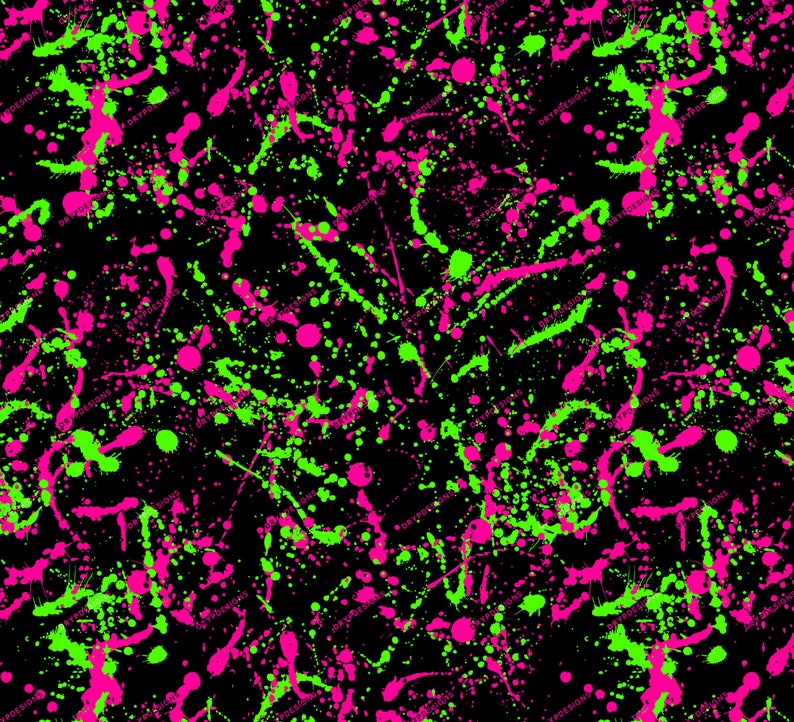Pink Green Neon Paint Splatter Seamless Digital Paper - Etsy