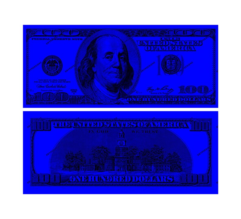 Royal Blue 100 Dollar Bill Money PNG Graphic - US One Hundred Dollar ...