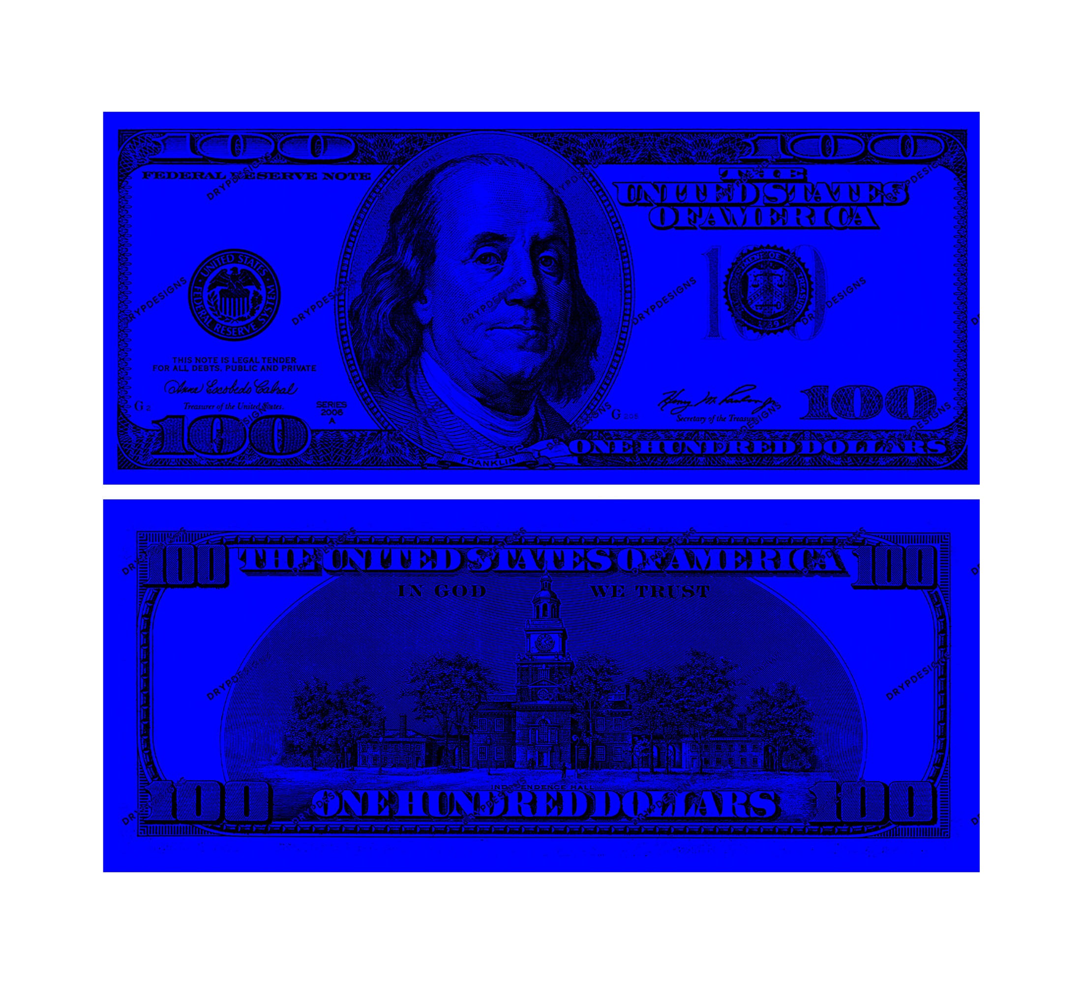 Royal Blue 100 Dollar Bill Money PNG Graphic US One Hundred - Etsy