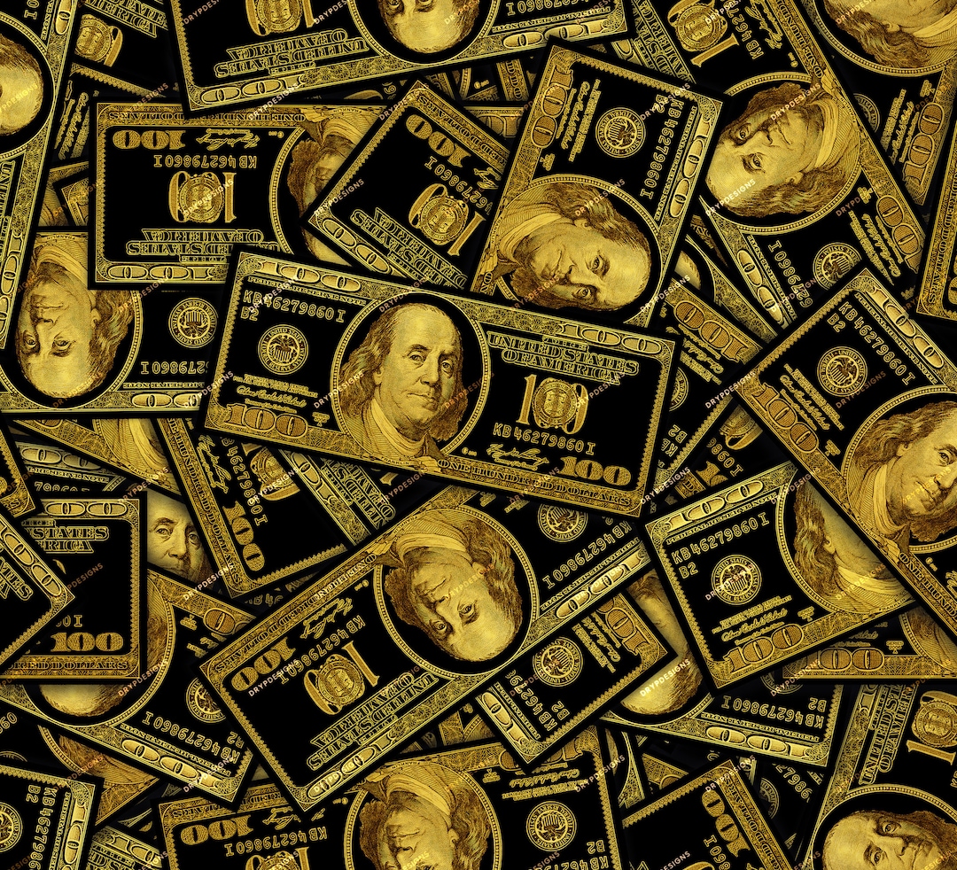 Black Gold 100 Dollar Bills Seamless Background Pattern USD Banknote ...