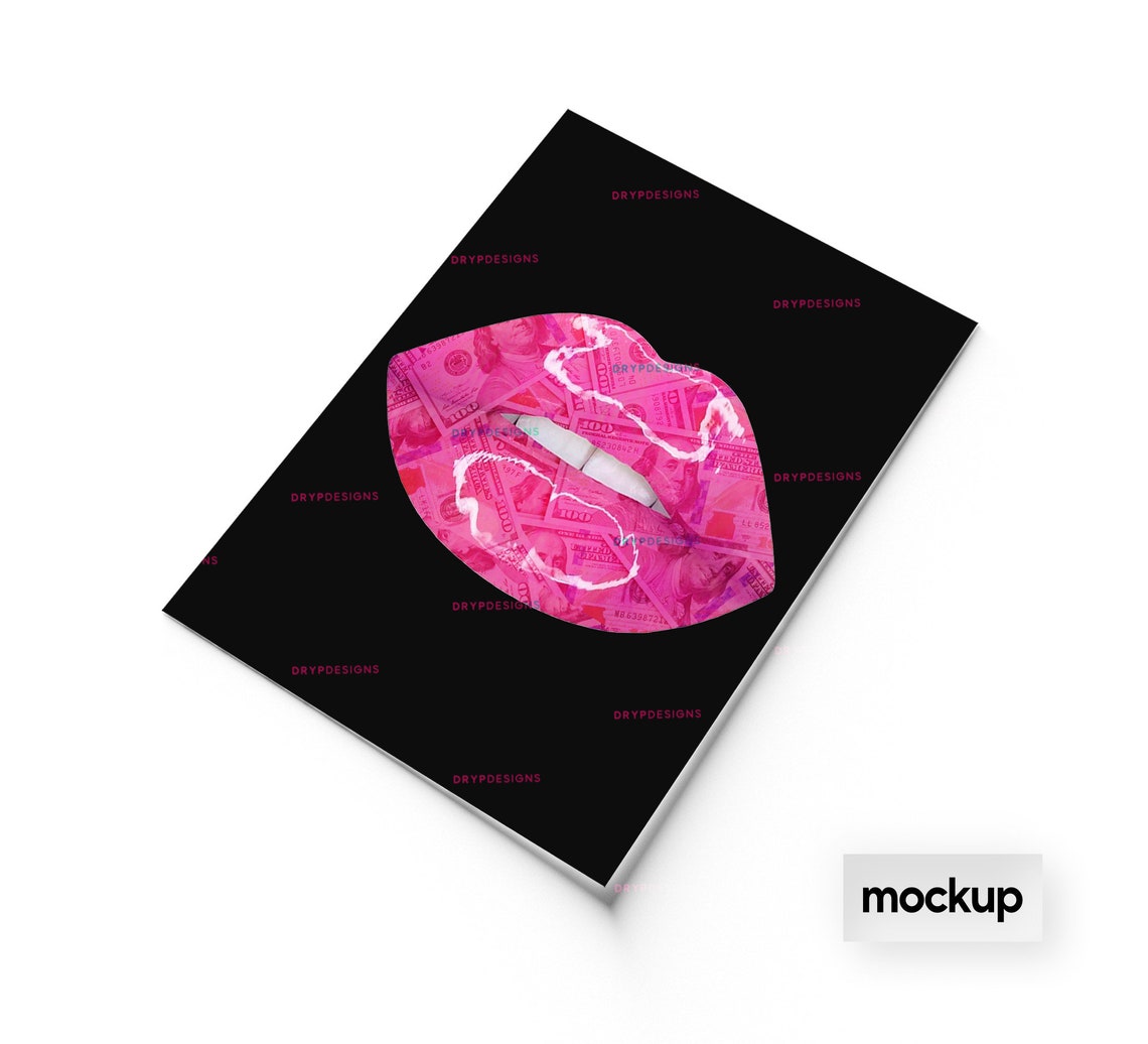 Pink Money Lips PNG Graphic - Luscious Lips Digital Art Print - Money ...