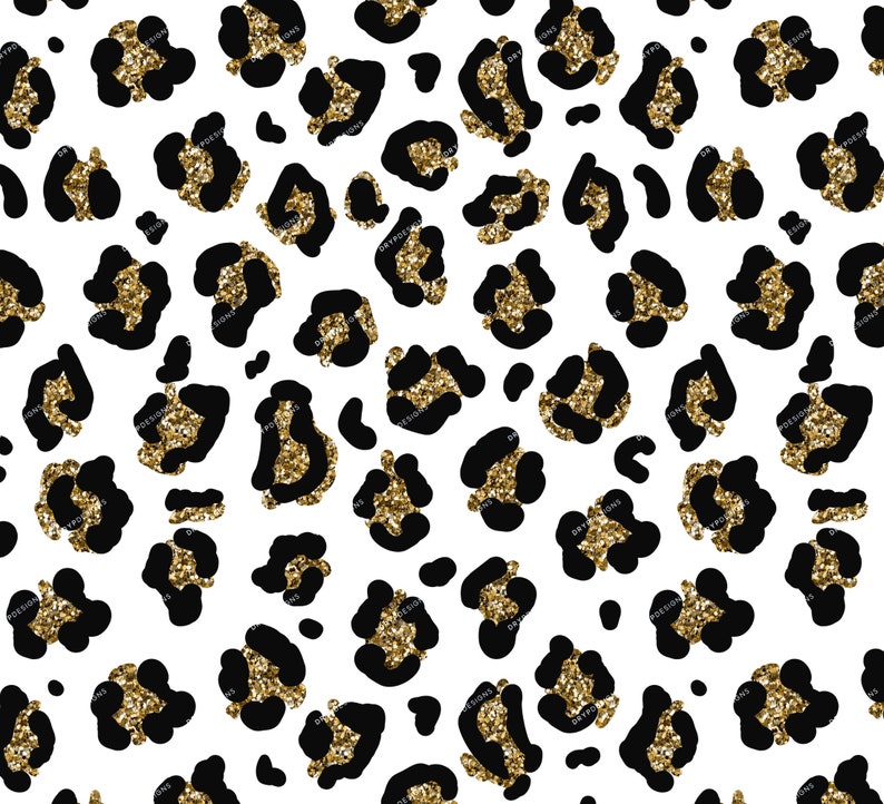 Black Gold Glitter Leopard Print PNG Seamless Leopard | Etsy