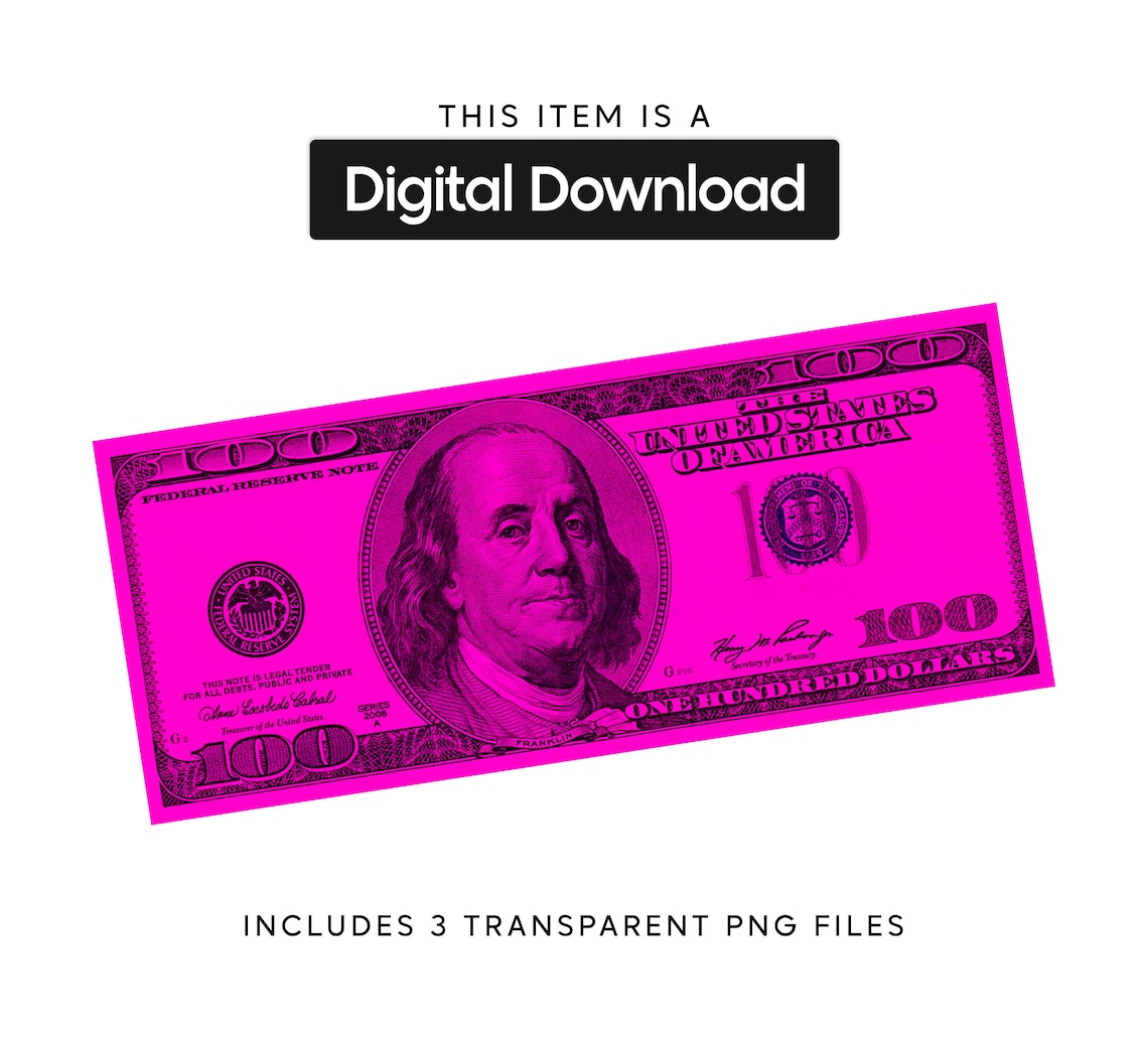 Pink Money 100 Dollar Bills PNG US One Hundred Dollar Bill - Etsy
