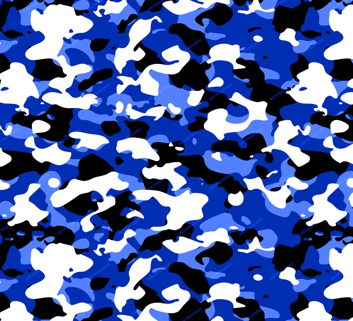 Blue Camouflage Seamless Digital Paper Background Pattern - Vibrant ...