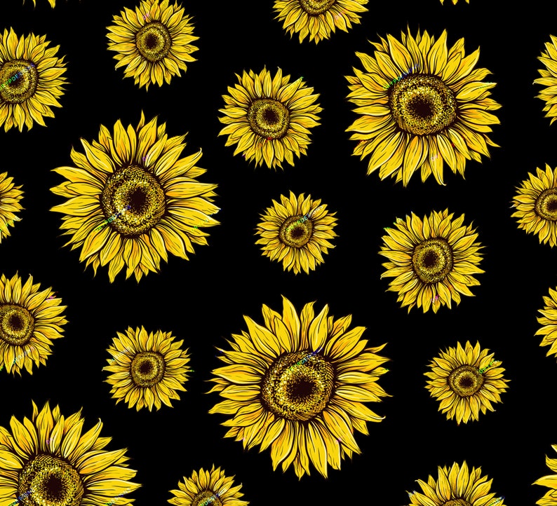 Seamless Sunflower Pattern Pretty Hand Drawn Sunflower - Etsy