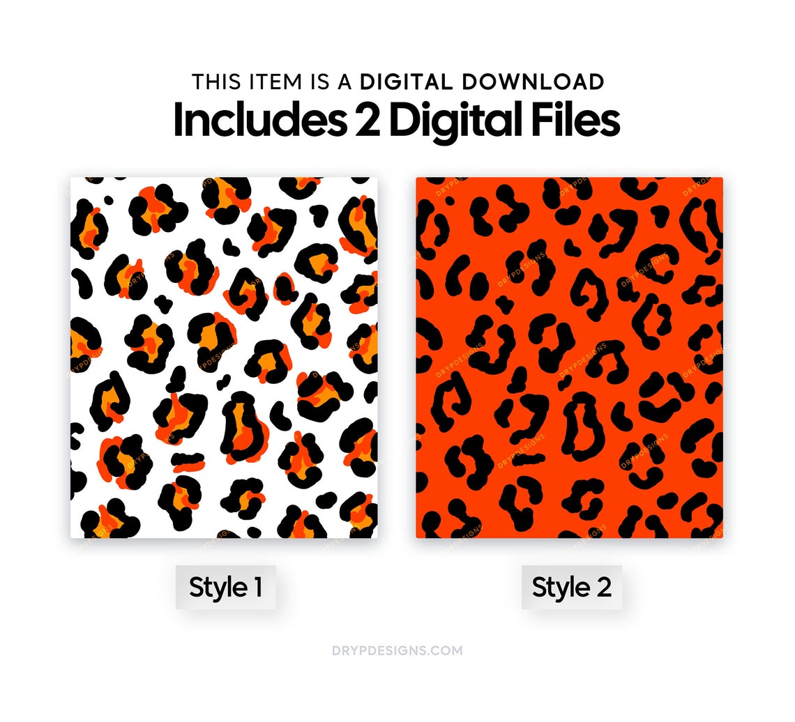 Orange Black Leopard Print Seamless Pattern Overlay - Etsy
