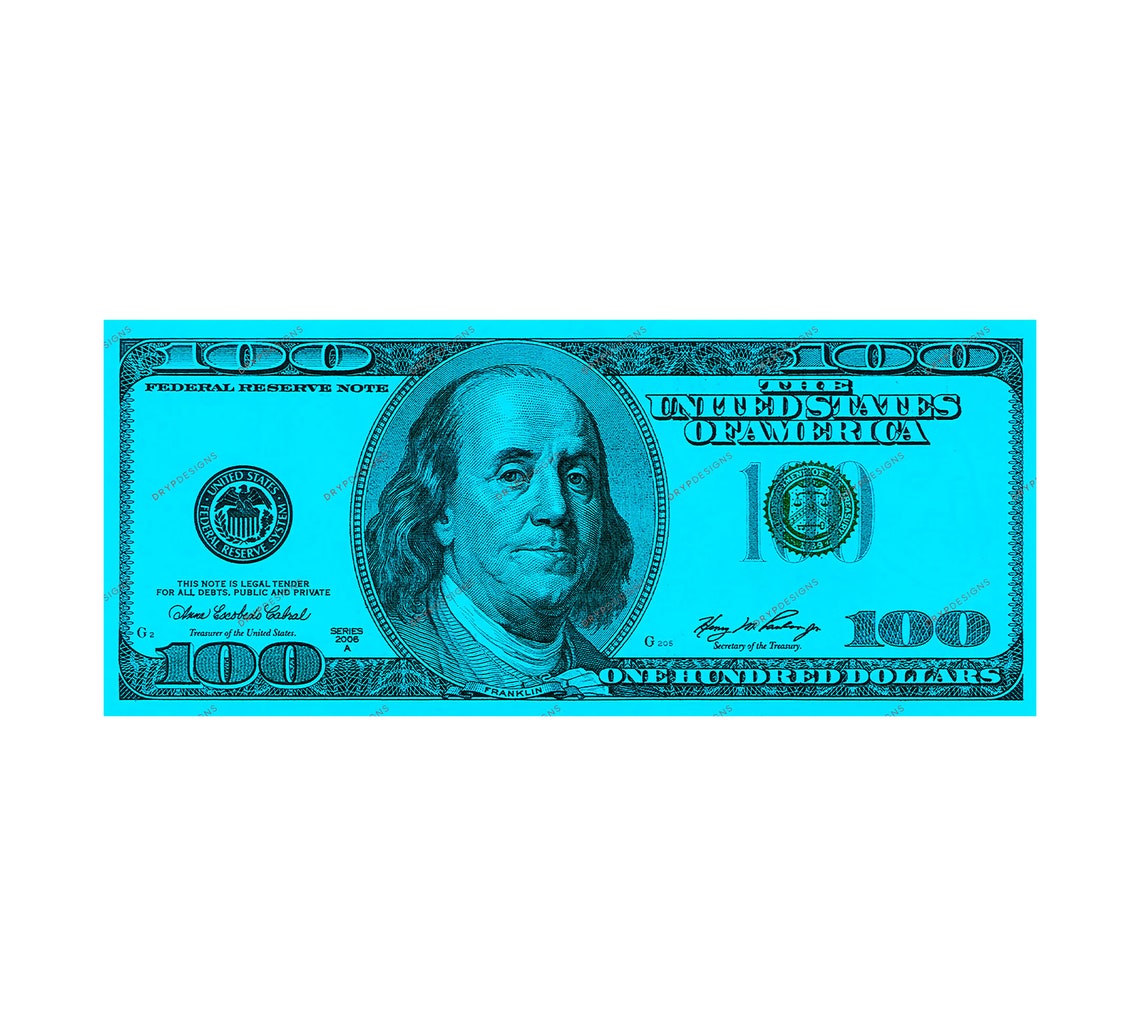 Blue 100 Dollar Bill Money PNG US One Hundred Dollar Bill - Etsy