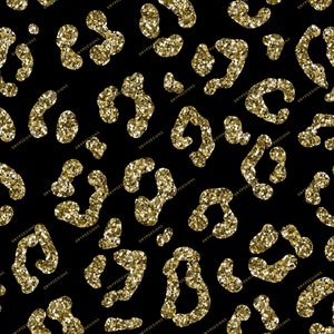 Black + Gold Glitter Seamless Leopard Print Background Pattern ...