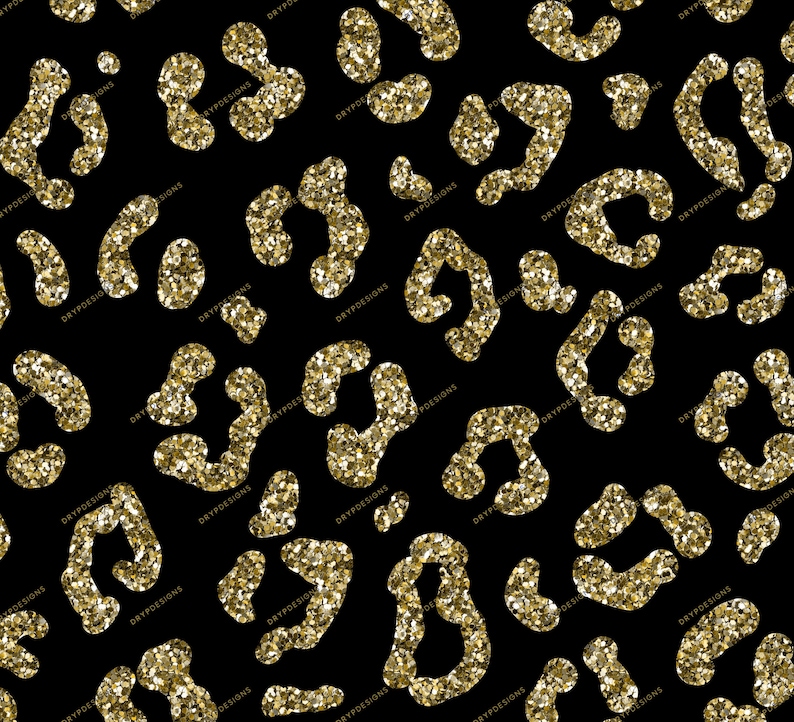 Black Gold Glitter Seamless Leopard Print Background Pattern - Etsy