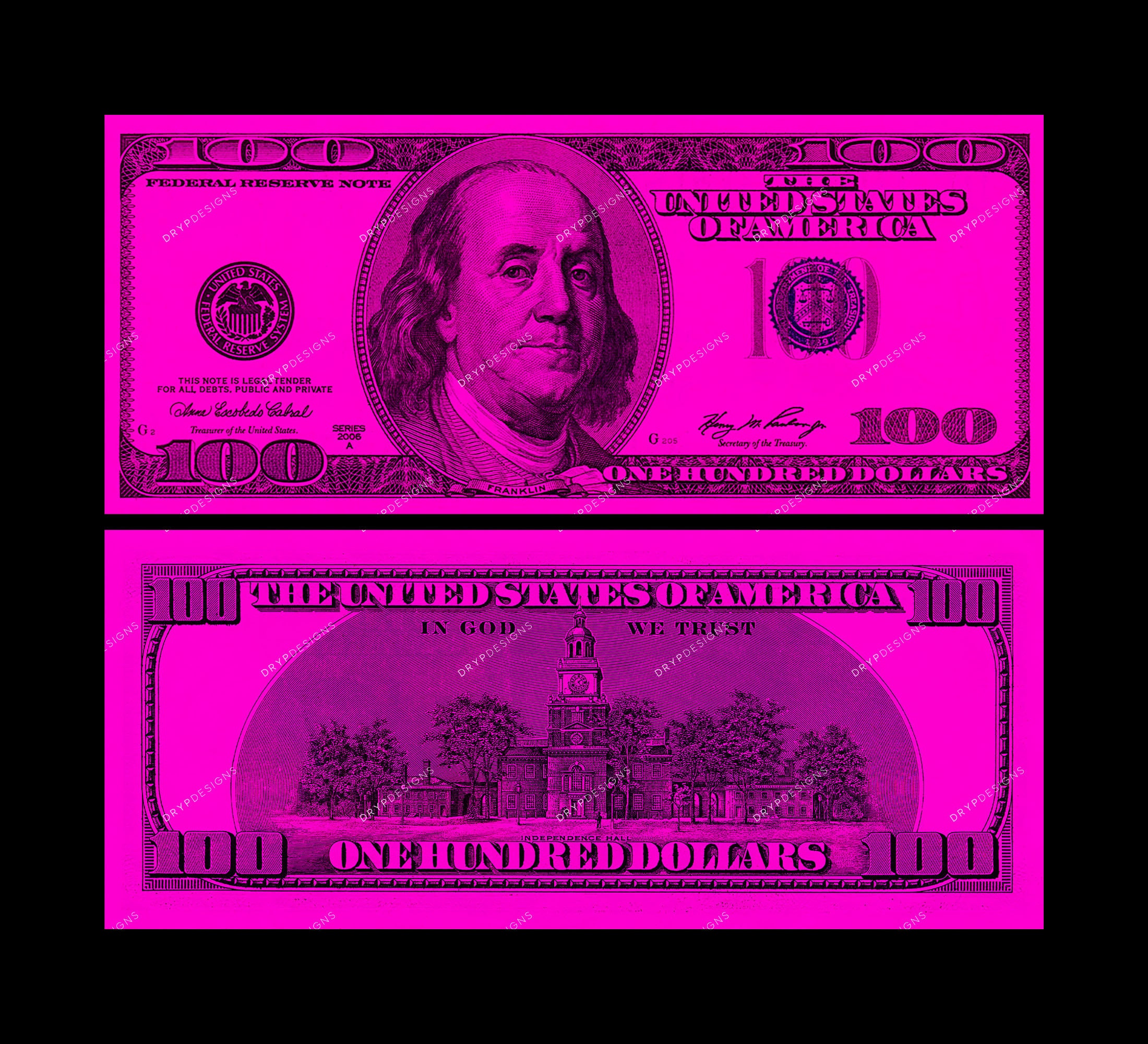 Pink Money 100 Dollar Bills PNG US One Hundred Dollar Bill - Etsy