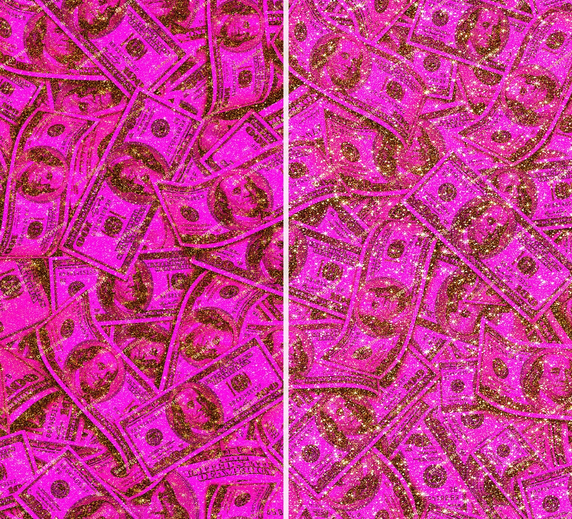 Pink Gold Glitter Money Seamless Background Raining Pink - Etsy