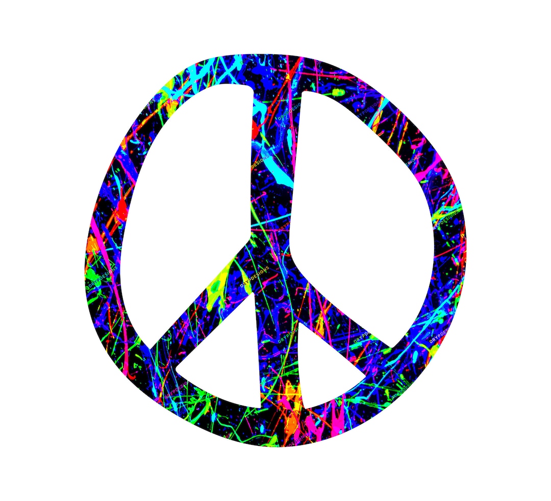 Neon Paint Splatter Peace Symbol Peace Sign Neon PNG Graphic - Neon ...