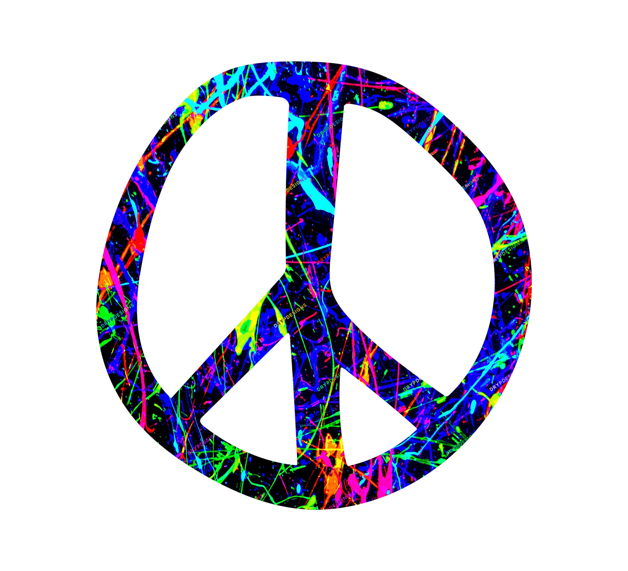 Neon Paint Splatter Peace Sign
