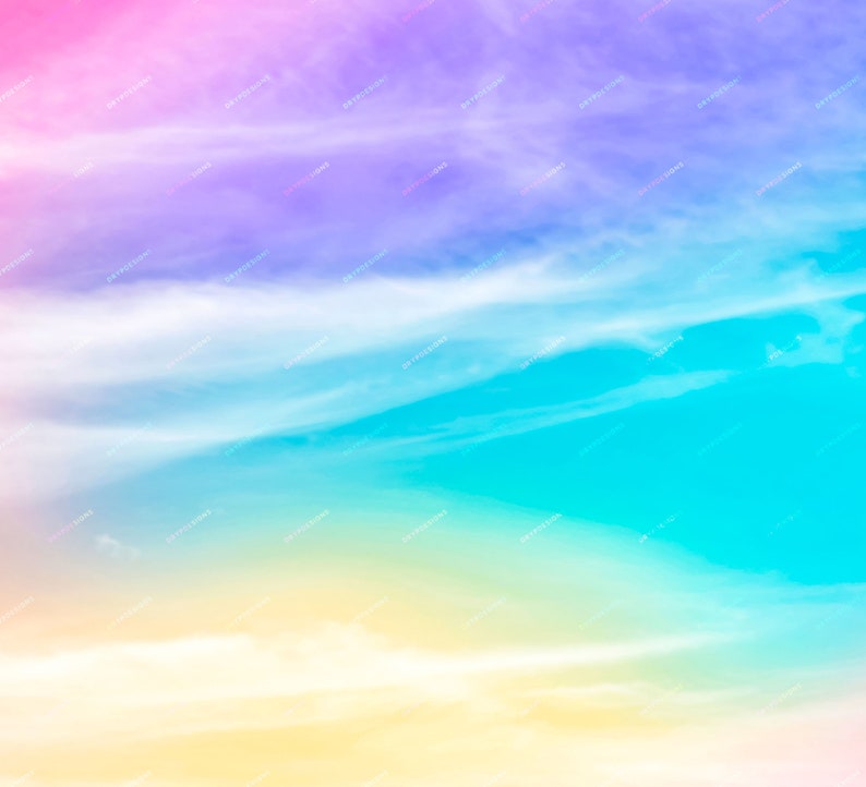 Rainbow Pastel Clouds Digital Paper Background Vibrant Sky - Etsy
