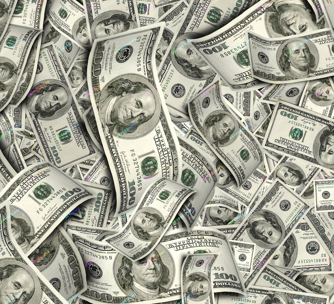 Raining Money Hundred Dollar Bills Seamless Digital Paper Background ...