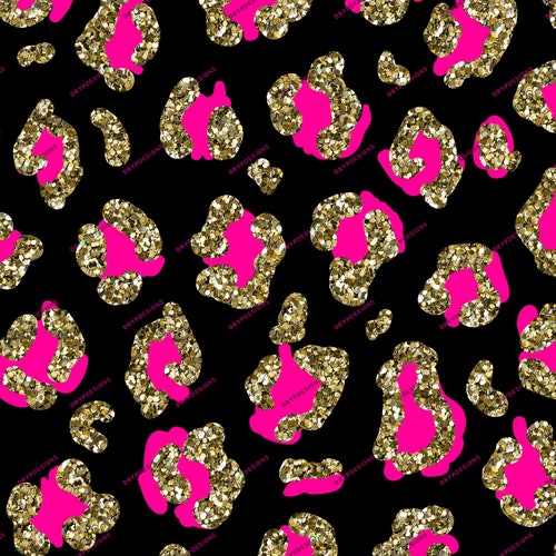 Pink Gold Glitter Leopard Print Seamless Digital Paper - Etsy