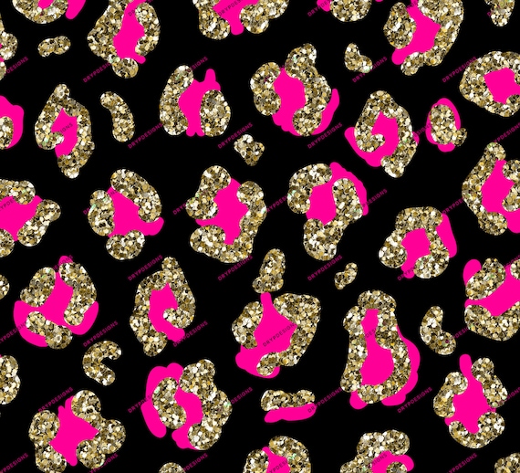 Gold Glitter Pink Leopard Print PNG Seamless Pattern - Etsy
