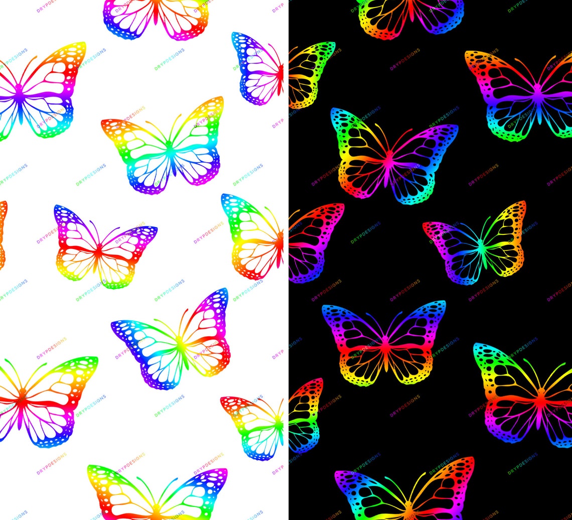 Rainbow Butterfly Seamless Digital Paper Background Pattern - Etsy