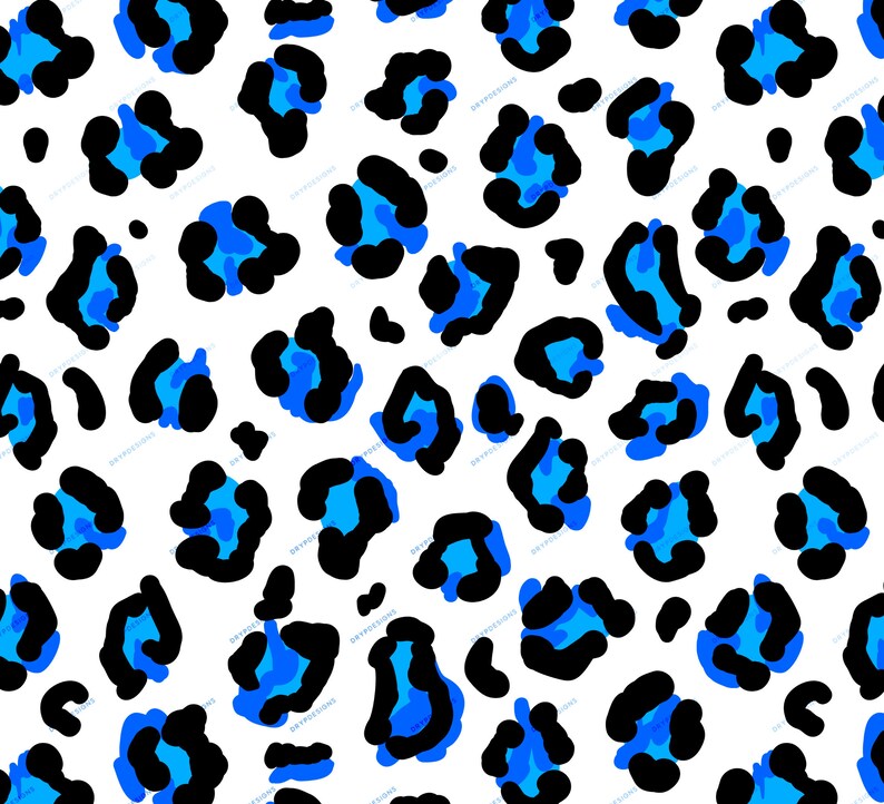 Seamless Blue Leopard Print PNG SVG Pattern Overlay Black - Etsy