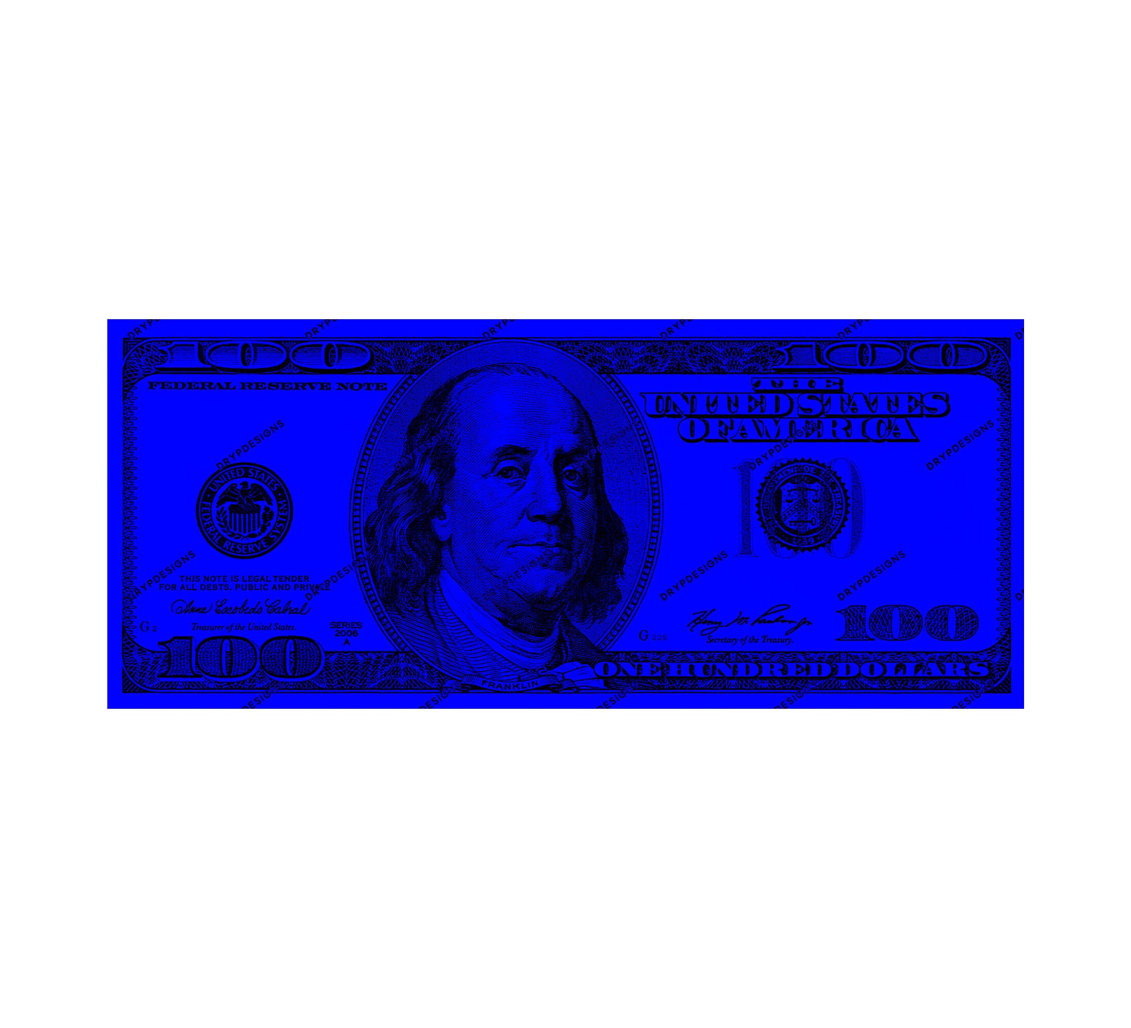 Royal Blue 100 Dollar Bill Money PNG Graphic - US One Hundred Dollar ...