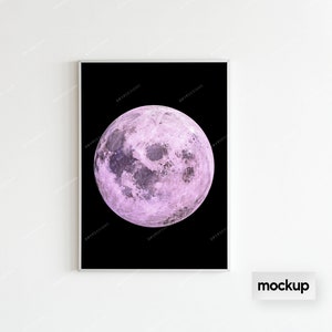 Pink Moon PNG Graphic - Full Moon Outer Space Planets - Digital ...