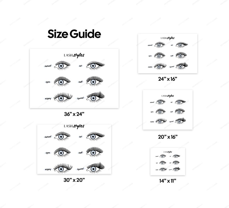 Eyelash Extension Style Chart Digital Art Print Esthetician - Etsy ...