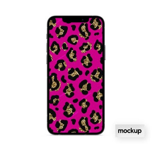 Pink + Gold Glitter Leopard Print Seamless Digital Paper Background ...