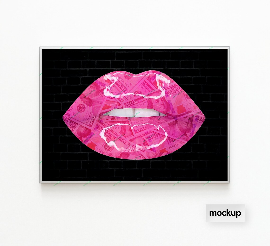 Pink Money Lips PNG Graphic - Luscious Lips Digital Art Print - Money ...