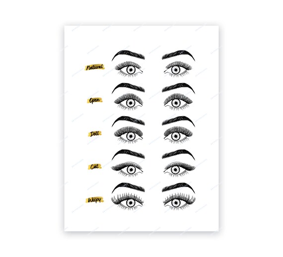 Full Eye Lash Style Chart Eyelash Extension Styles Digital - Etsy