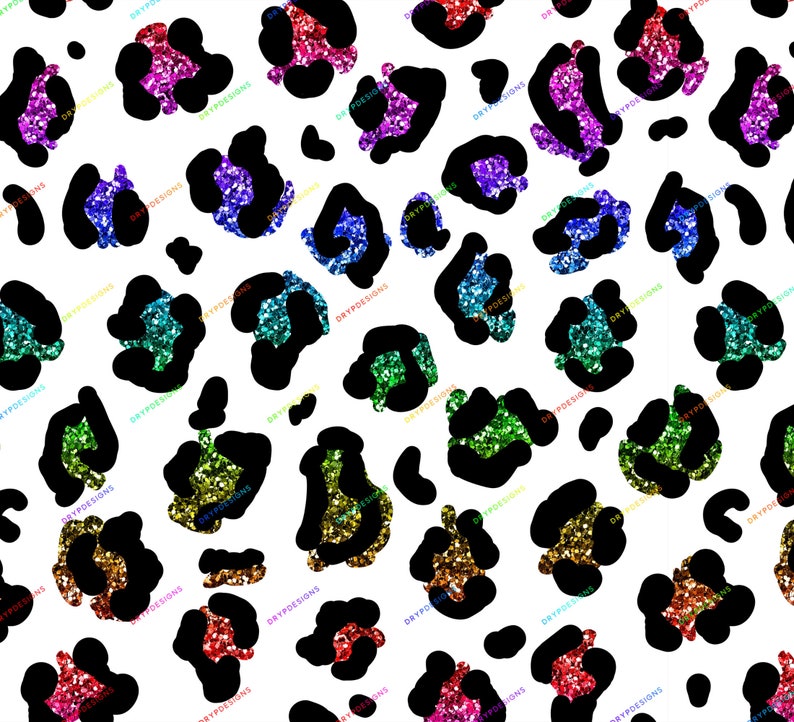 Rainbow Glitter Leopard Print PNG Seamless Leopard Print - Etsy