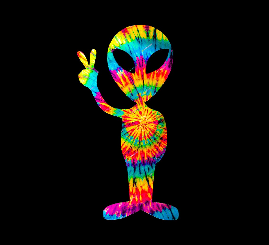Peacin' Tiedye Alien Man PNG Graphic Psychedelic Outer - Etsy