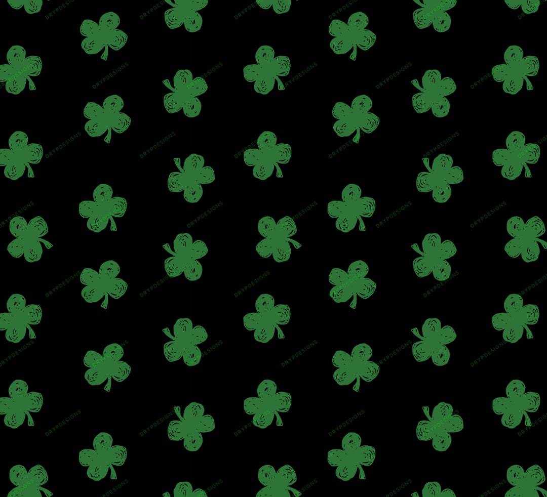 Green Shamrock Seamless Digital Paper Background Pattern - Hand Drawn ...