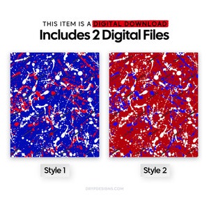 Red + White + Blue Paint Splatter Seamless Digital Paper Background ...