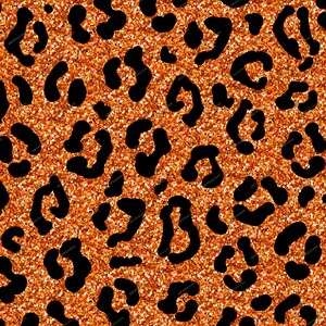 Orange Glitter Leopard Print Seamless Background Pattern Bundle - Black ...