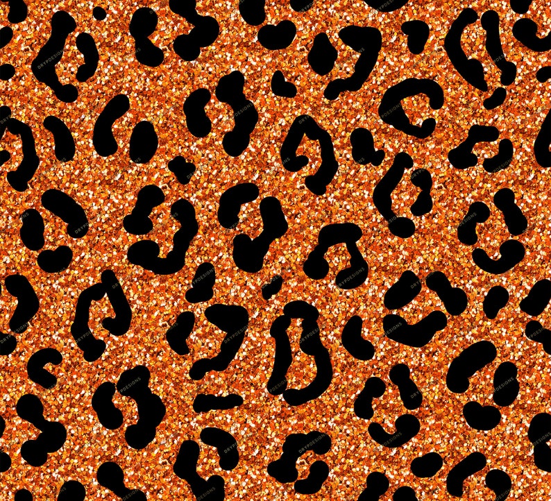 Orange Glitter Leopard Print Seamless Background Pattern - Etsy