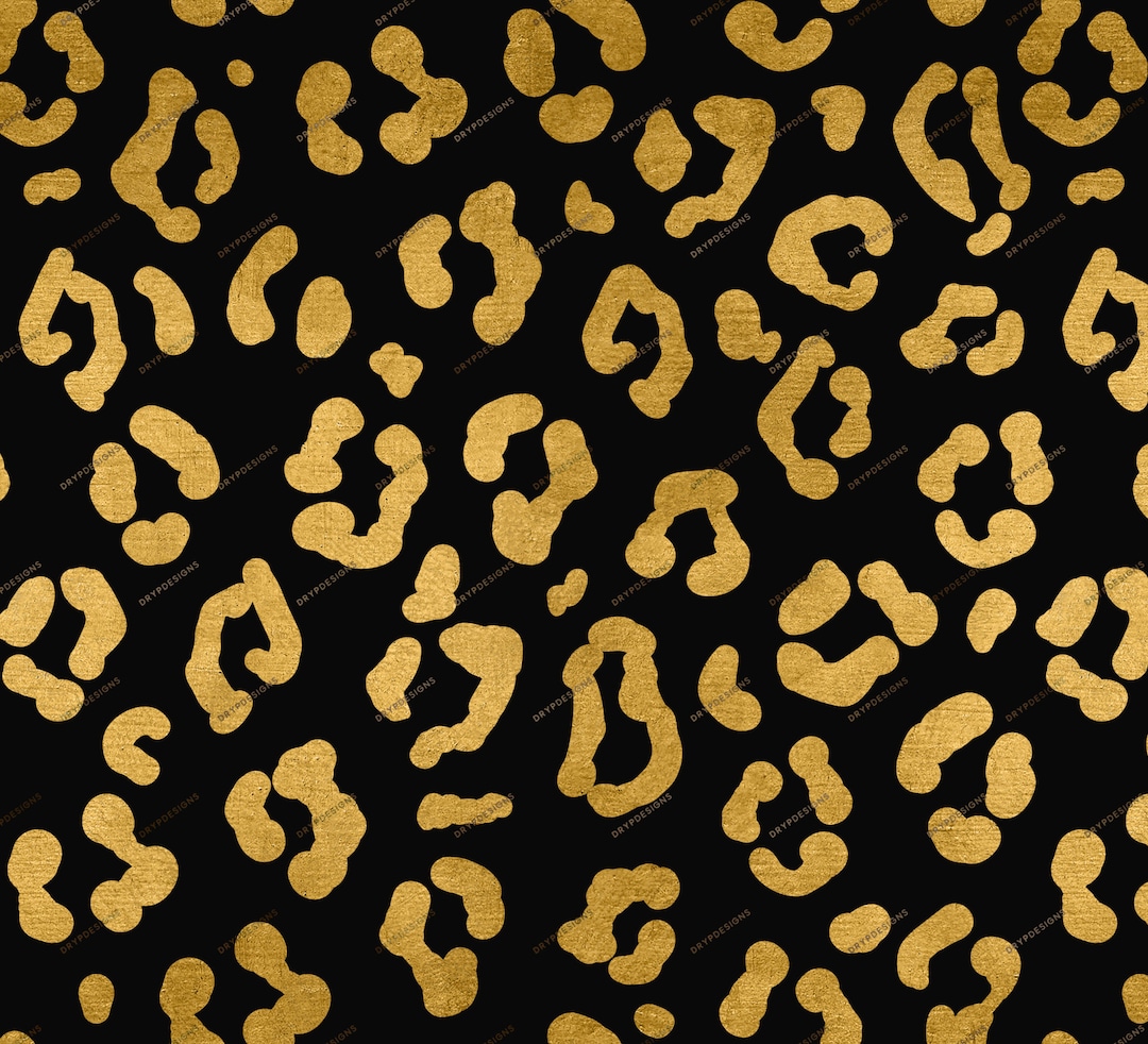 Black + Gold Seamless Leopard Print Background Pattern - Metallic ...
