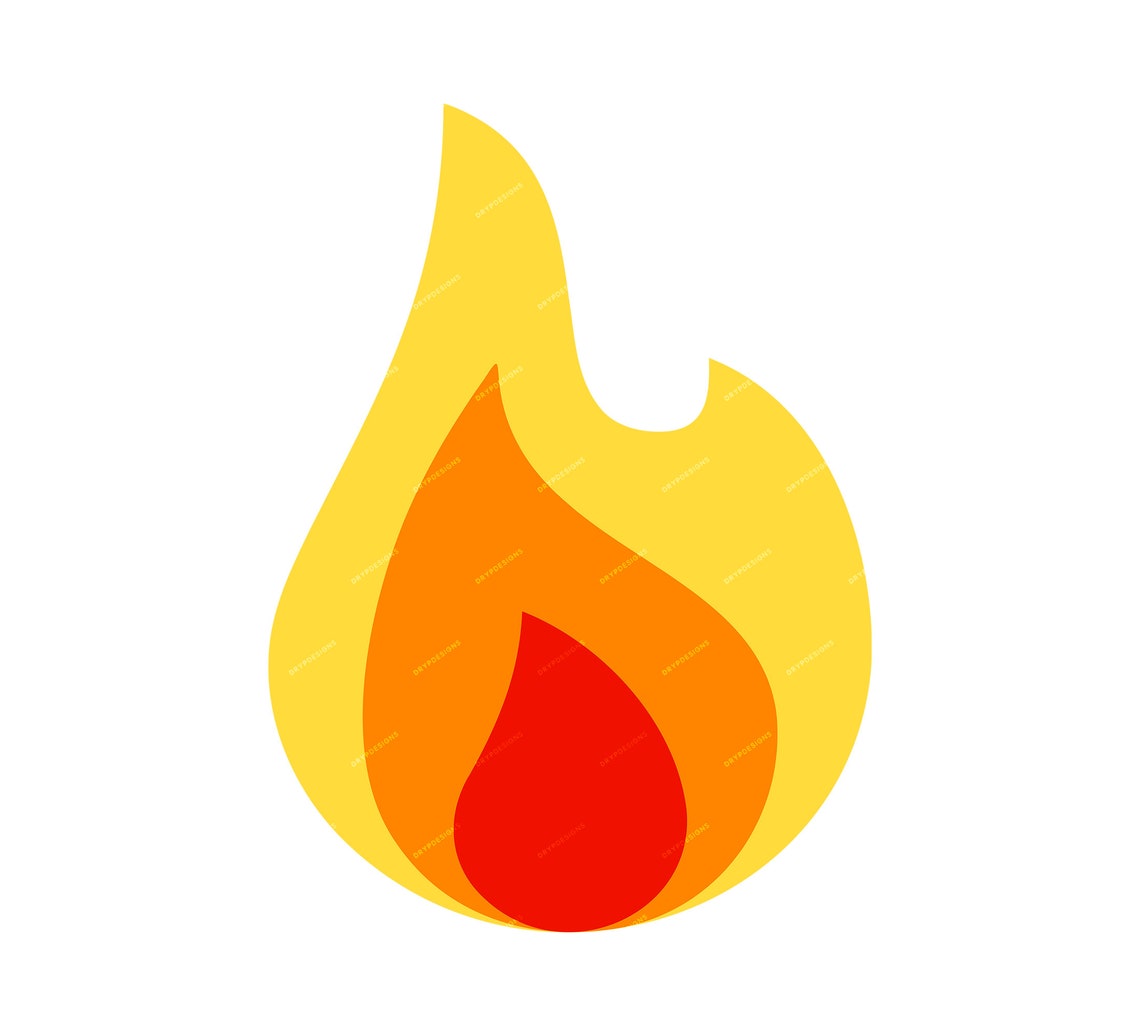 Flaming Fire Emoji SVG + PNG Graphic - Red + Orange + Yellow Symbol ...