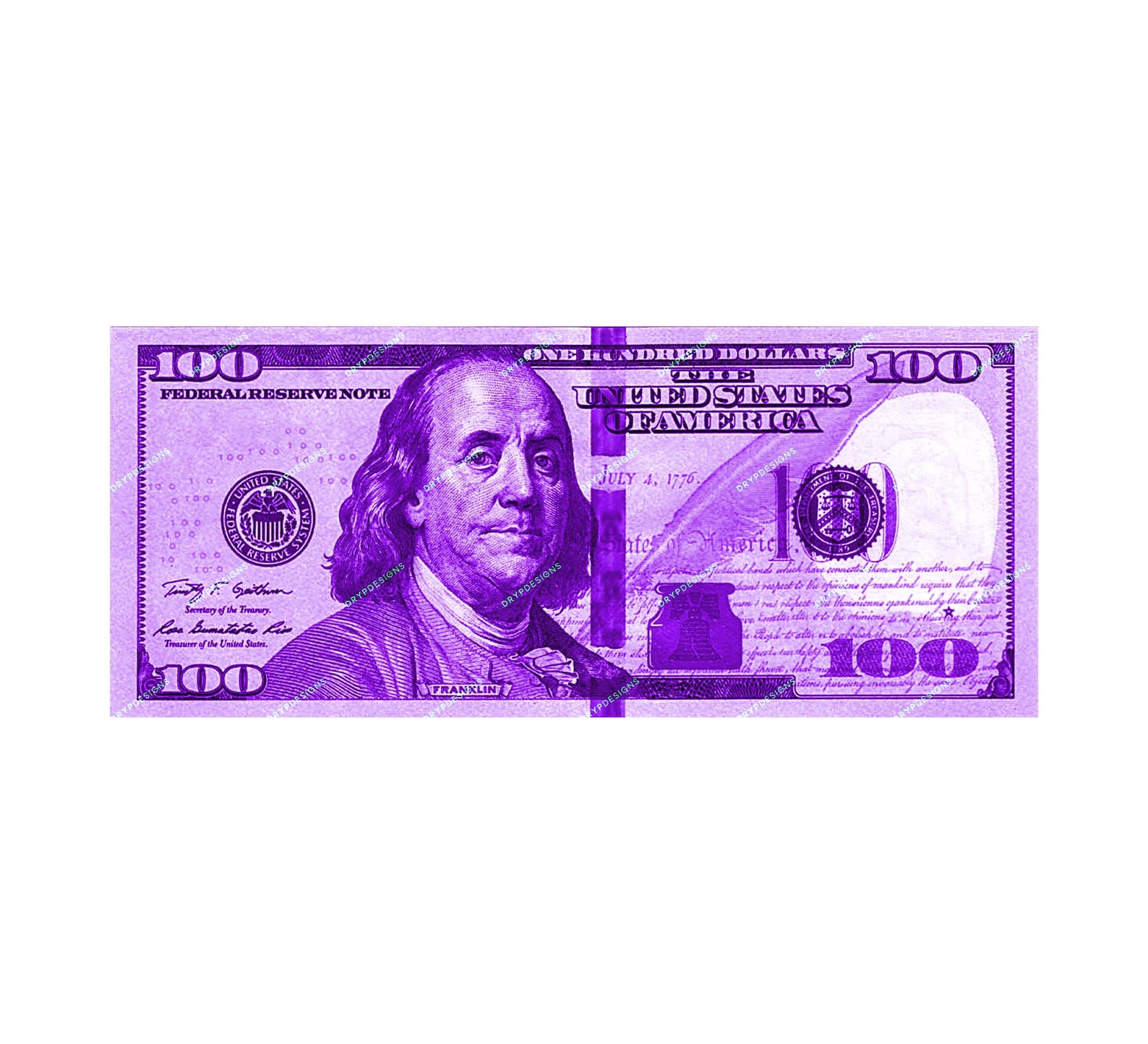 Purple + Pink Money 100 Dollar Bills PNG - US One Hundred Dollar Bill ...