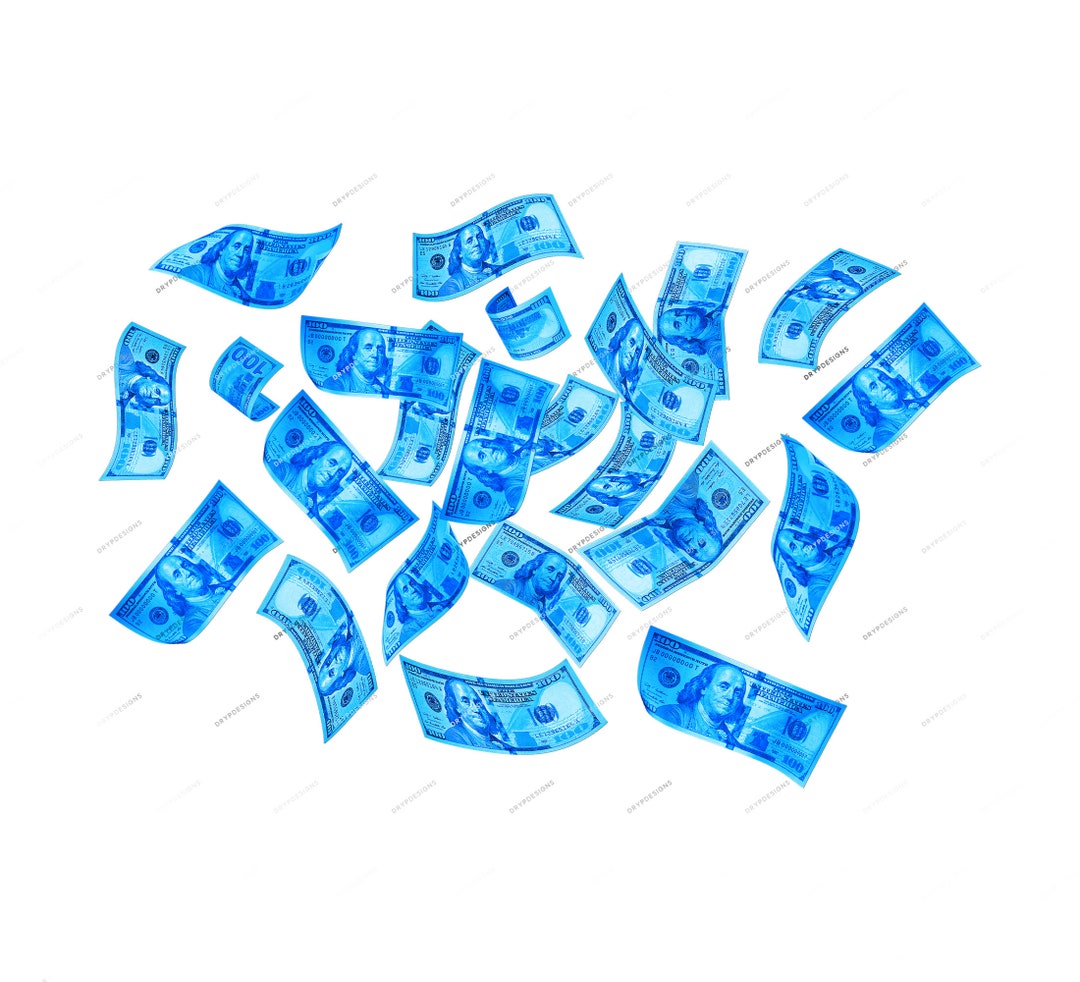 Falling Blue Money PNG Graphic Overlay - Raining Blue 100 Dollar Bills ...