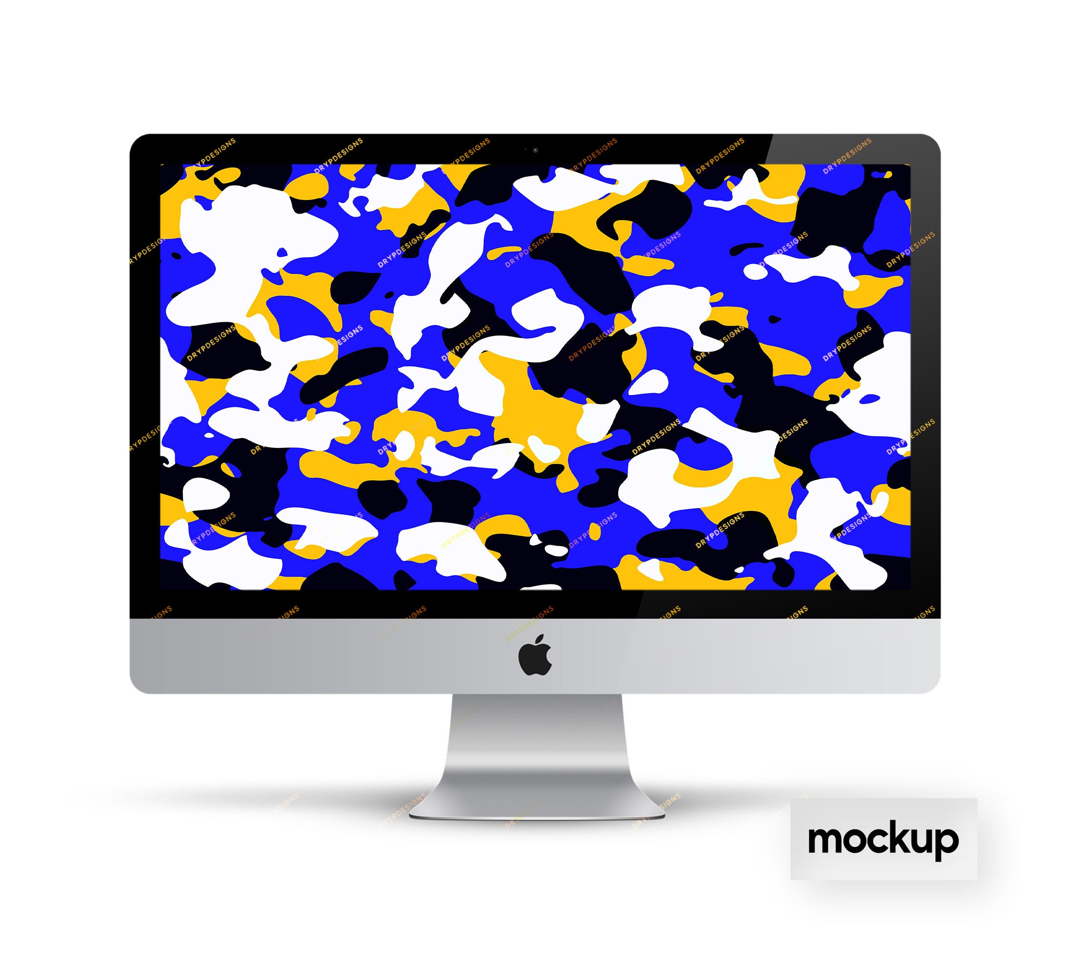 Blue + Yellow Gold Camo Seamless Background Pattern - Military ...