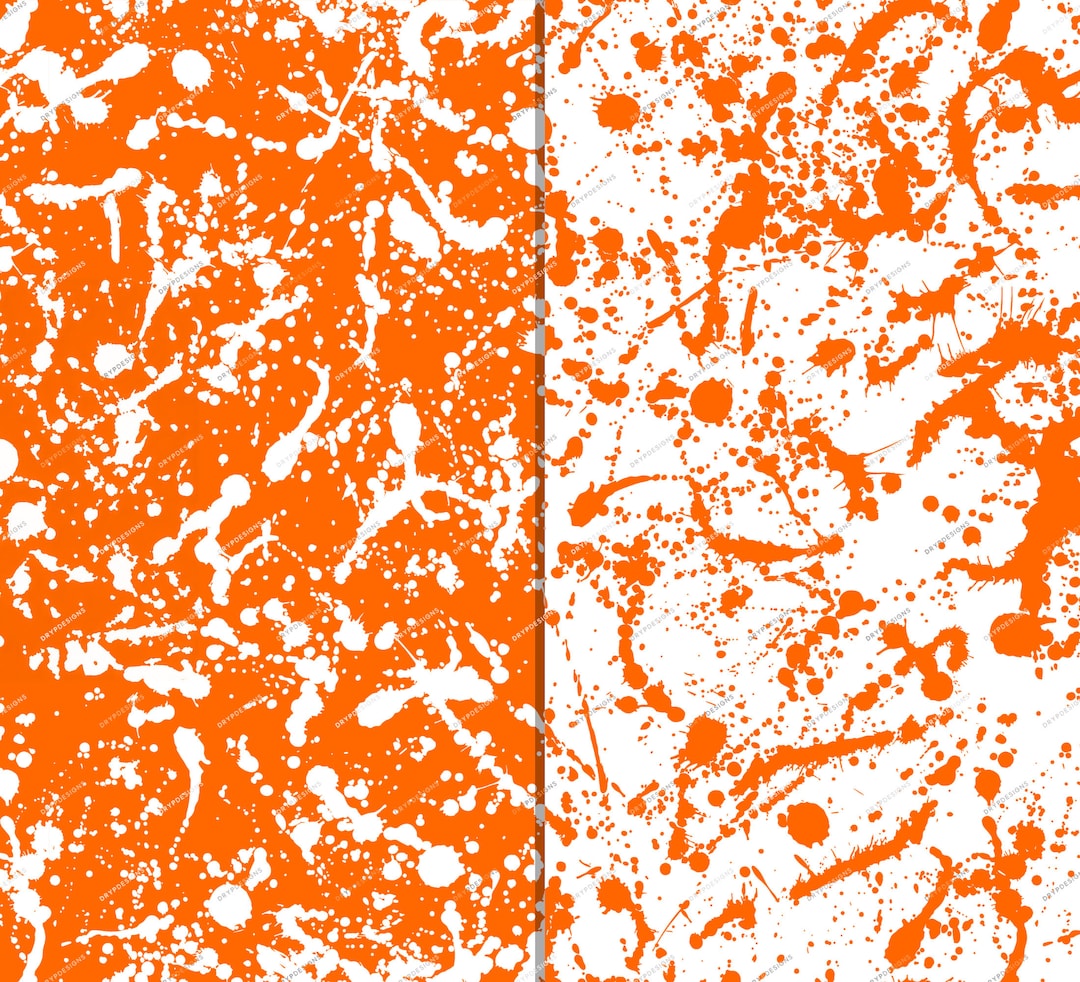 Orange + White Paint Splatter Seamless Digital Paper Background - Paint ...