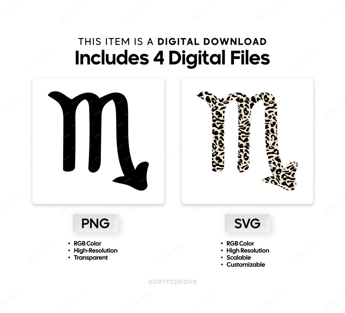 Leopard Print Scorpio Horoscope Symbol SVG PNG Graphic - Etsy