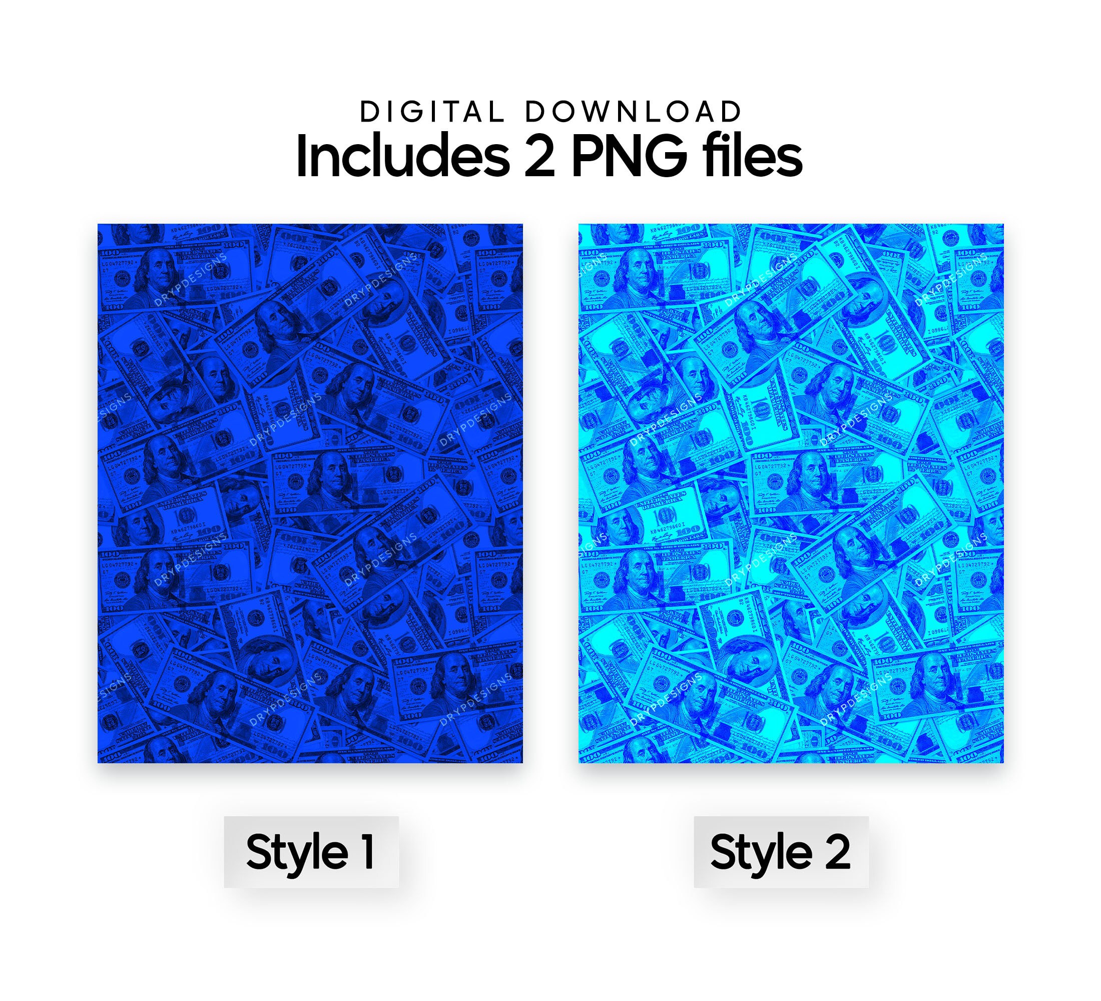 Blue 100 Dollar Bills Cash Money Seamless Digital Background - Etsy