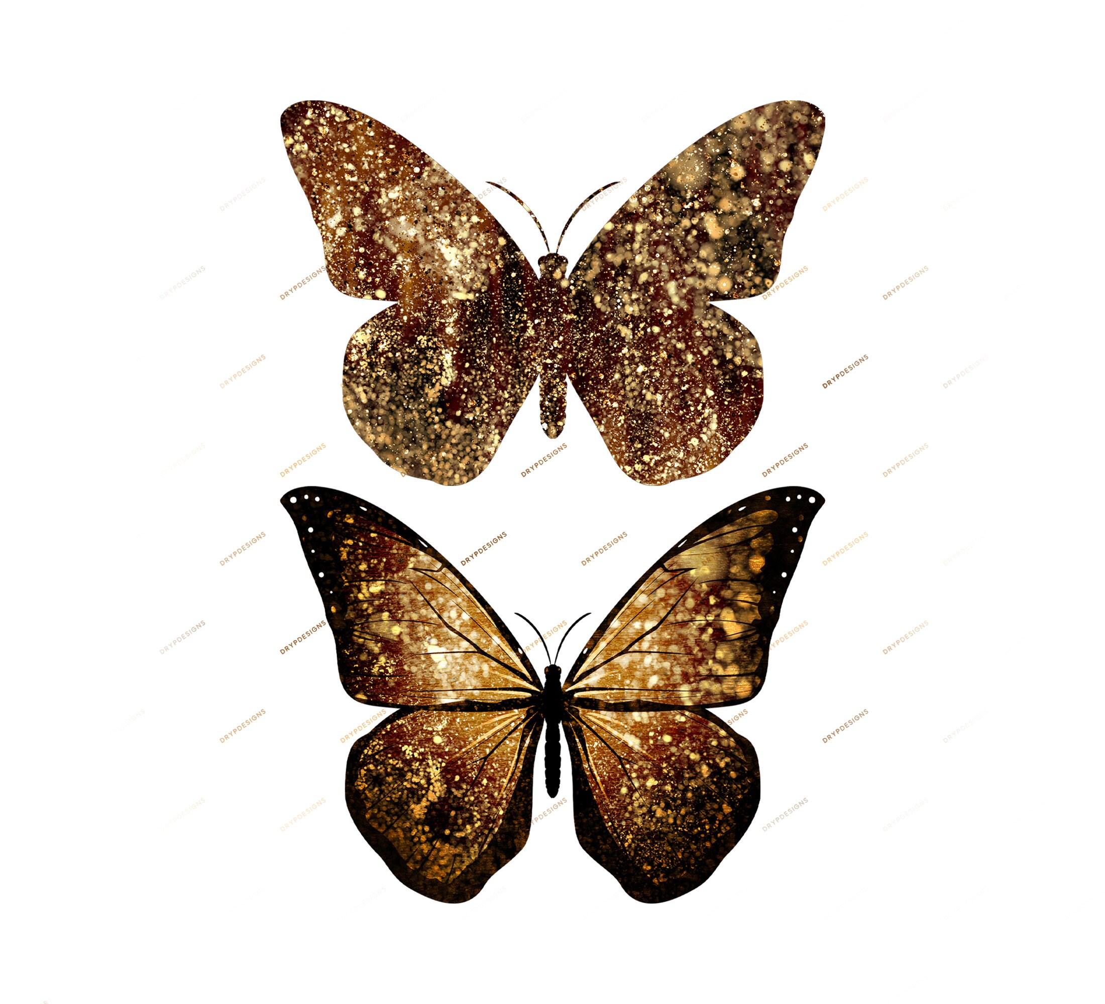 Gold Glitter Butterfly PNG Graphic Bundle - Transparent Butterfly ...