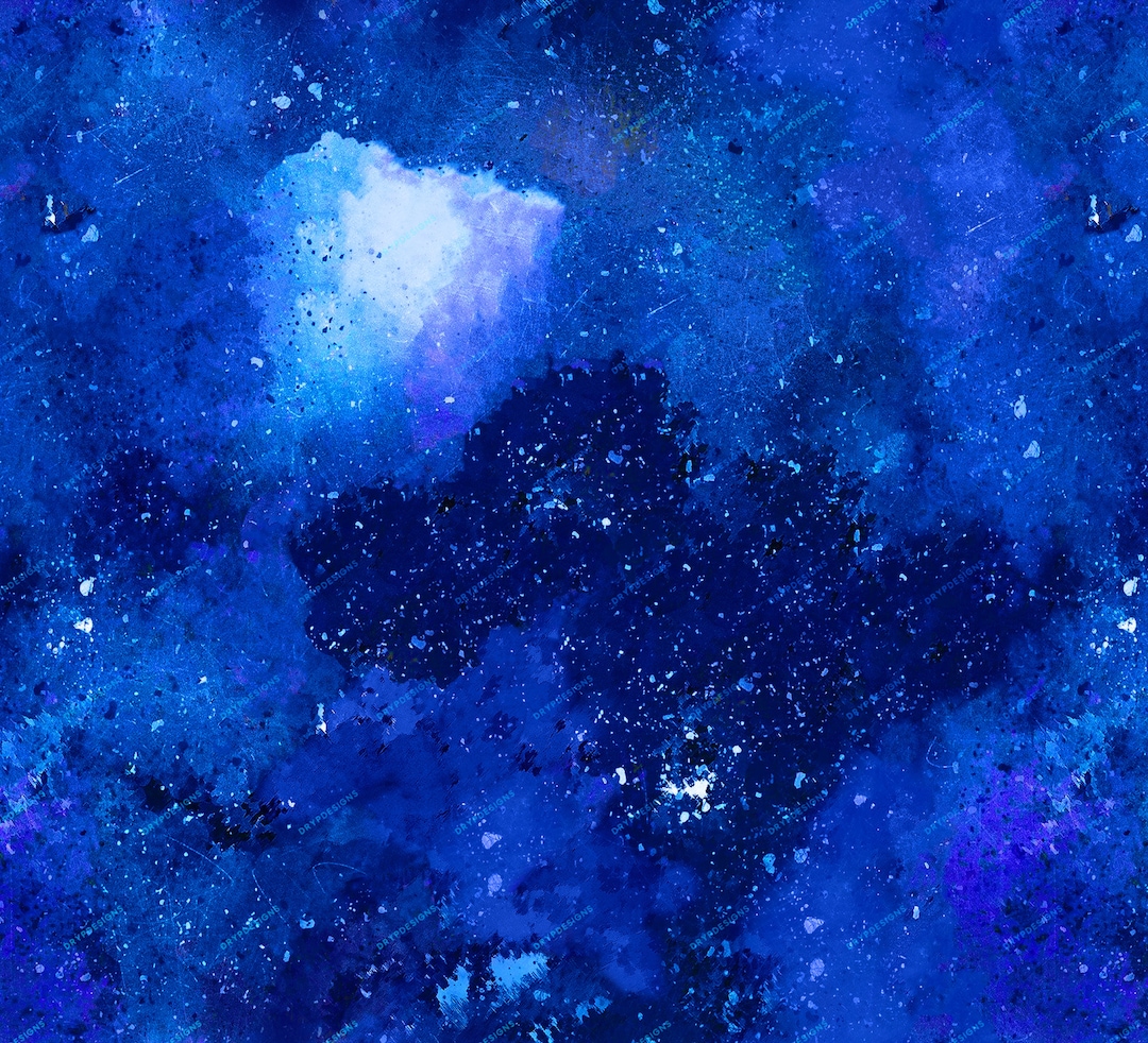 Blue Galaxy Painted Watercolor Seamless Digital Paper Background ...