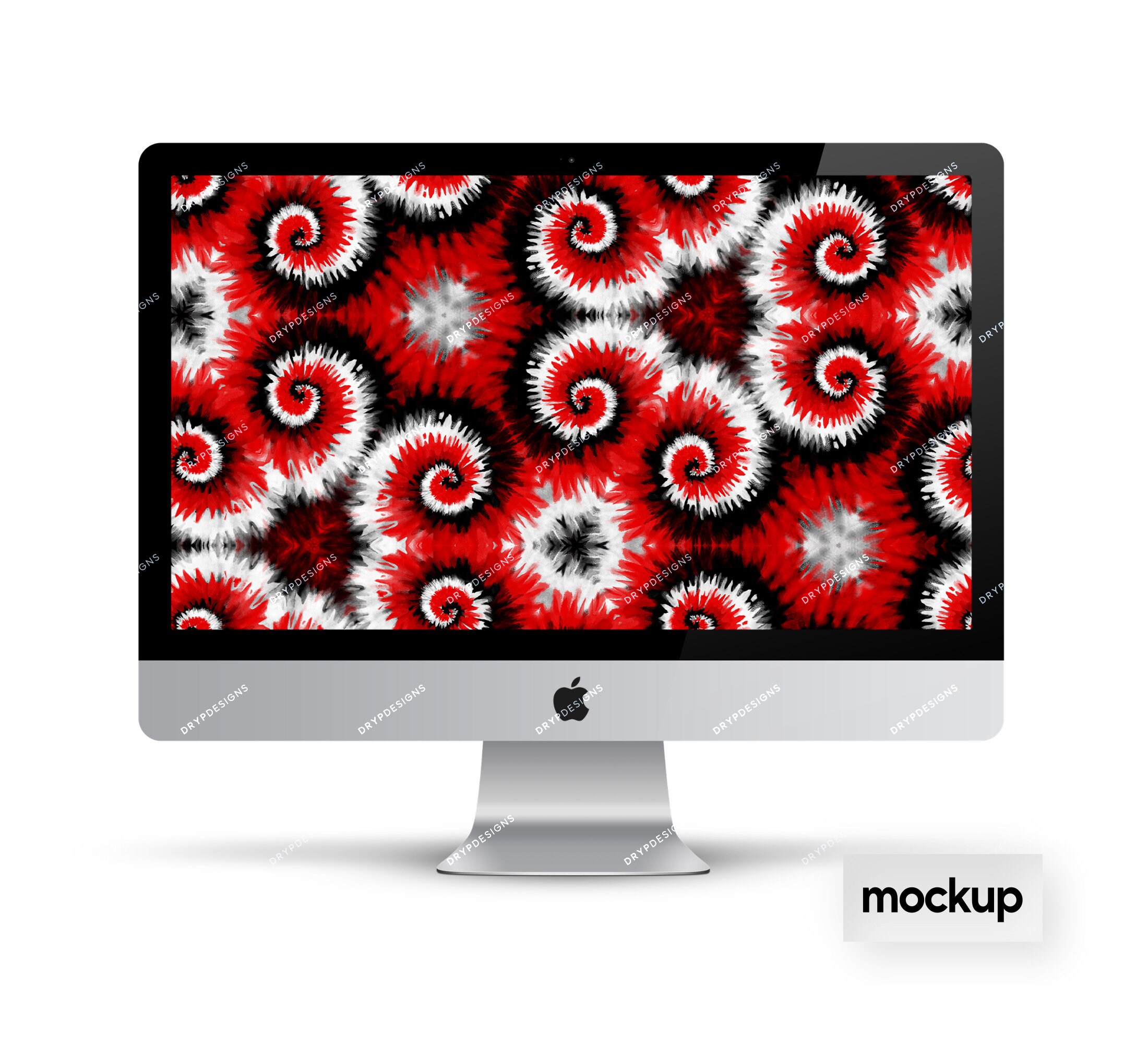 Black + White + Red Tie-dye Swirl Seamless Pattern Background - Digital ...