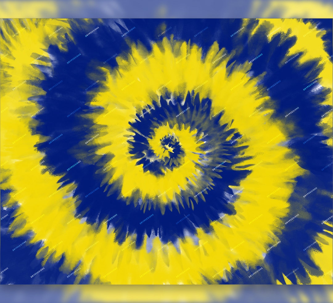 Navy Blue + Golden Yellow Tiedye Swirl Digital Paper Background Pattern ...